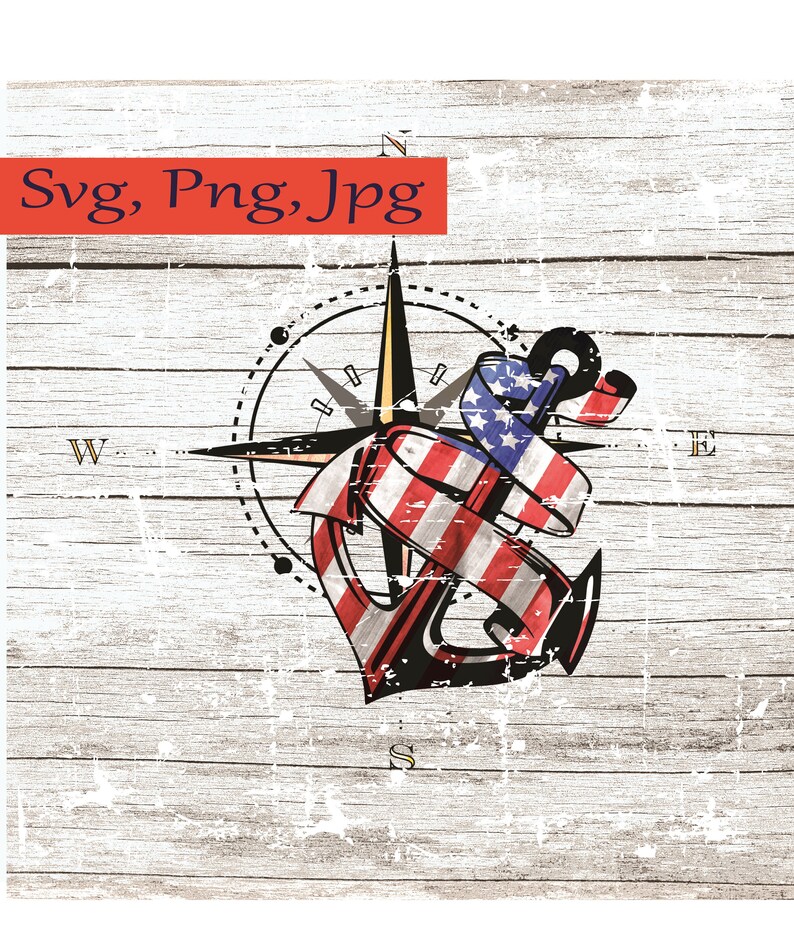 USA Anchor Compass SVG File Anchor Svg Compass Digital | Etsy