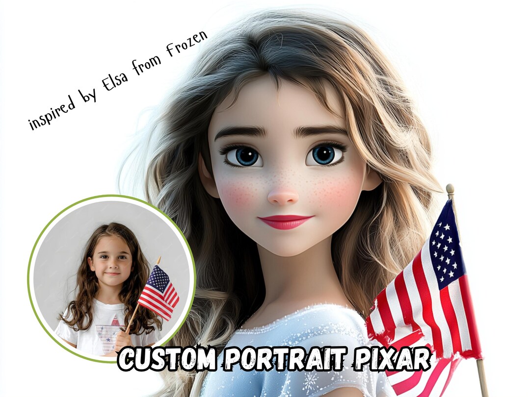 Custom Cartoon Portrait, Personalized Birthday Princess, Inspired by ...