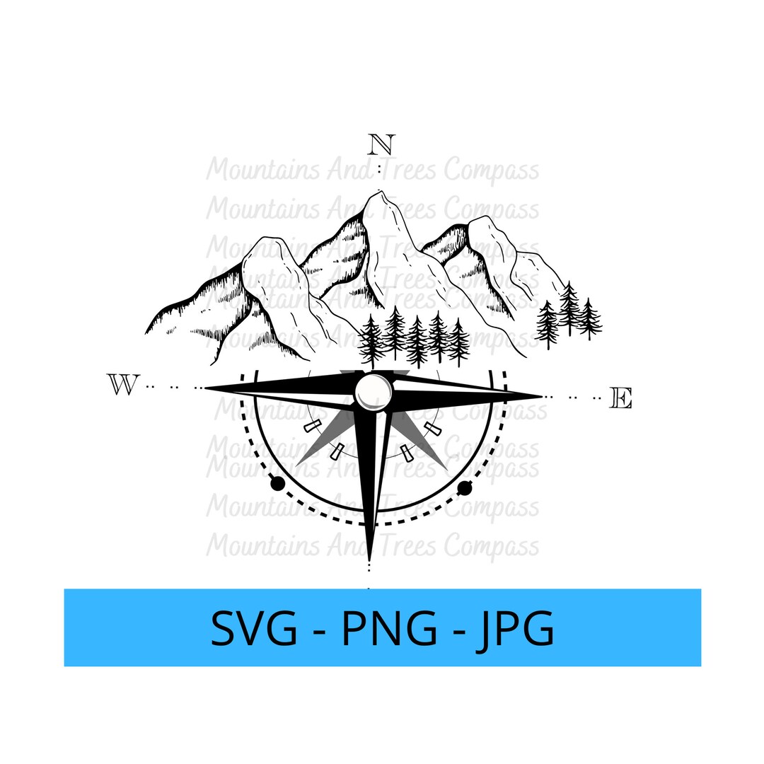 Mountains and Trees Compass SVG Files for Cricut Mountains Campass Svg ...
