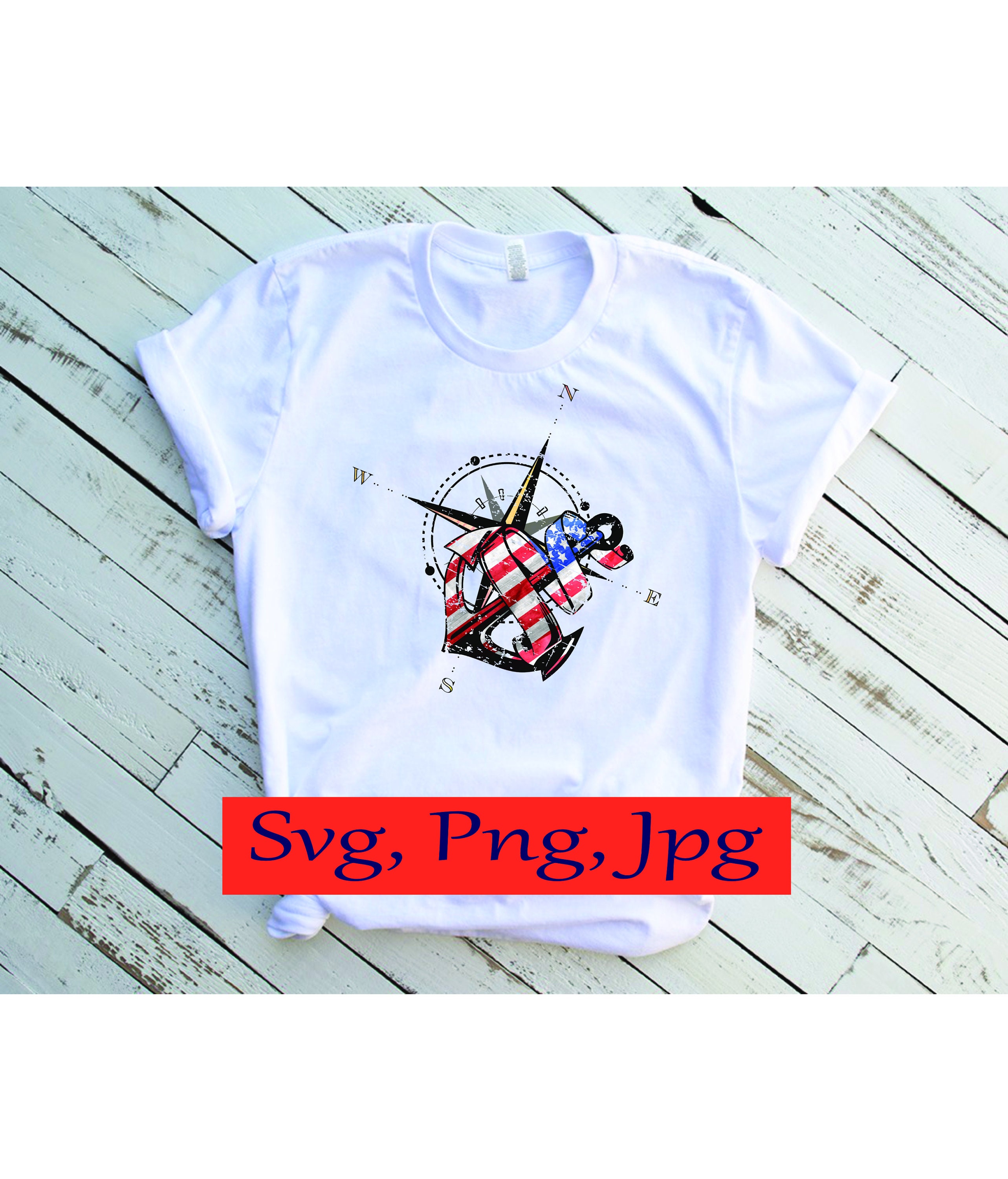 USA Anchor Compass SVG File Anchor Svg Compass Digital - Etsy