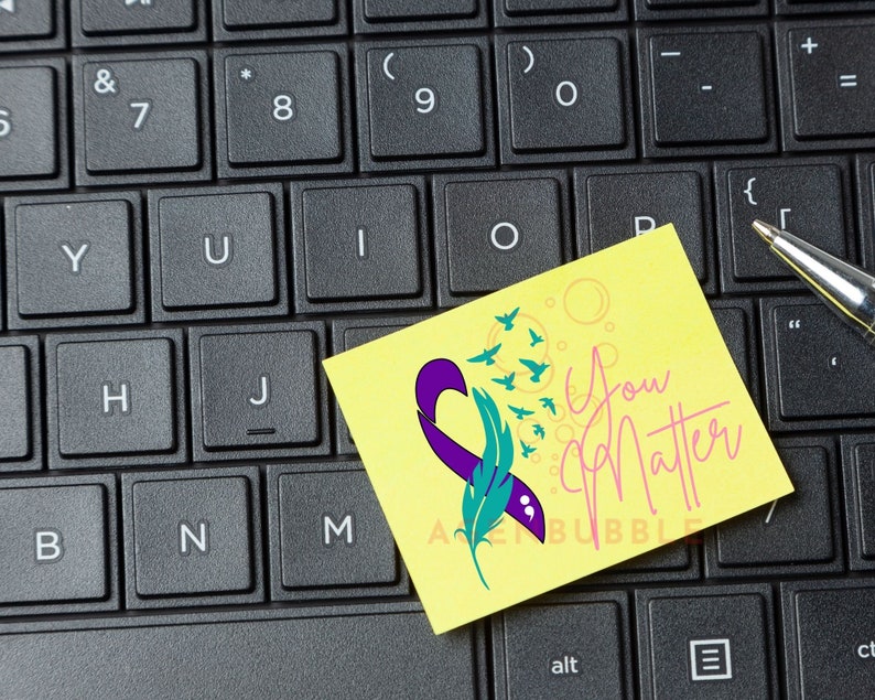 Semicolon Feather Svg Ribbon Suicide Depression Prevention - Etsy UK