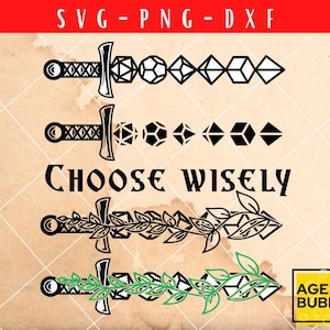 D20 RPG Dice Sword and Leaf SVG, Dungeon Master Svg, D&D Svg ...