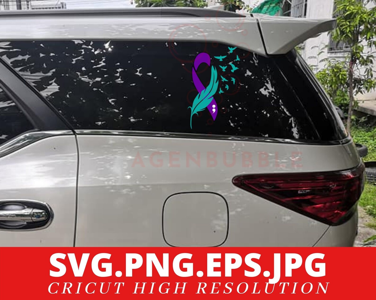 Semicolon Feather Svg Ribbon Suicide Depression Prevention - Etsy