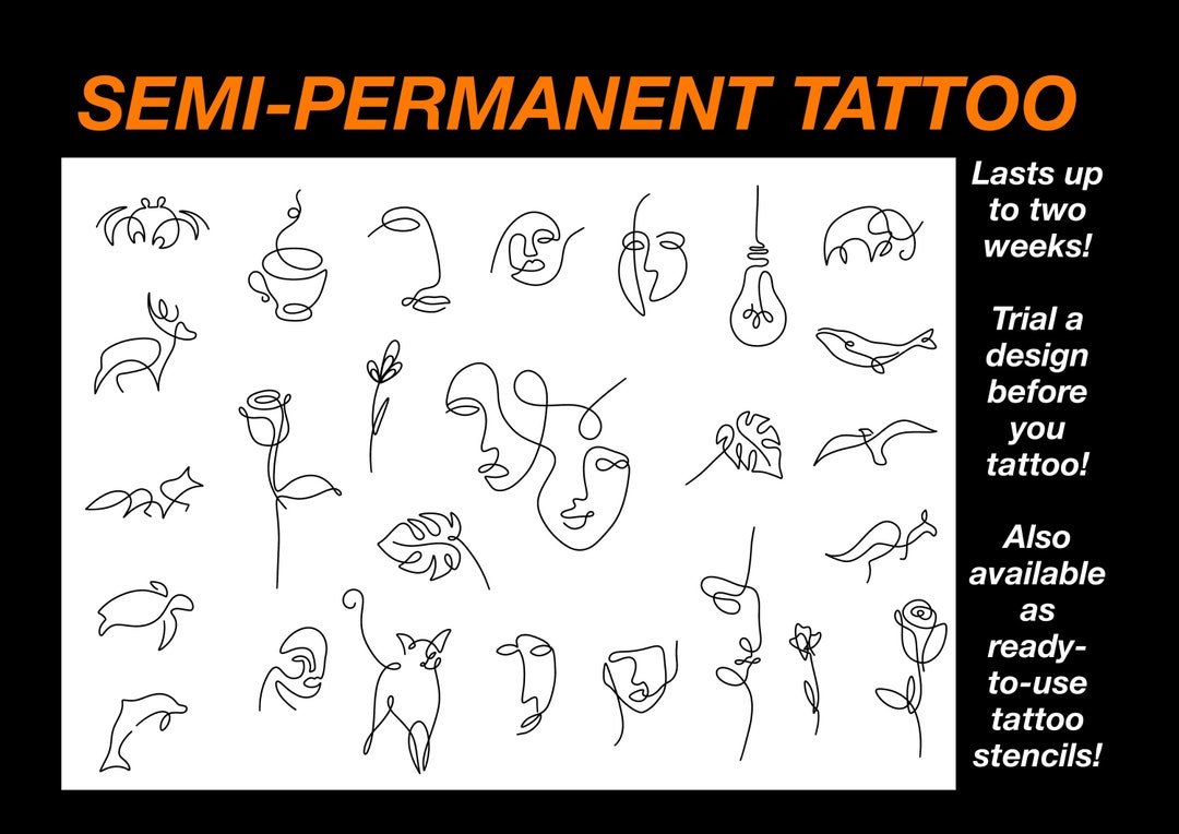 Continuous Line Temporary Tattoo, Long Lasting Tattoo, Easy-to-apply ...