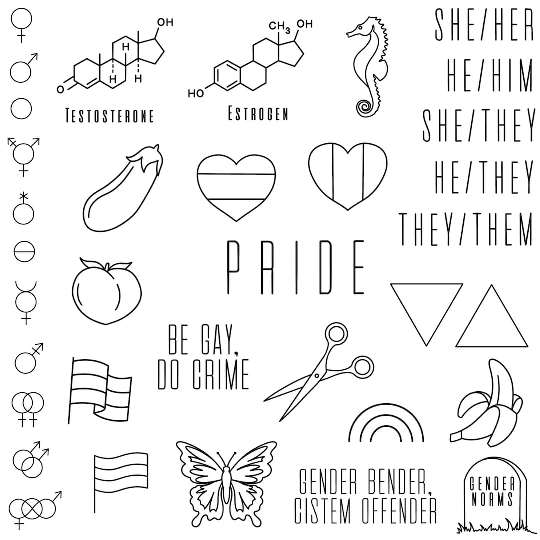 Stencils LGBTQ+ Tattoo Design, Ready-to-use, Easy-to-apply, Queer, Gay ...