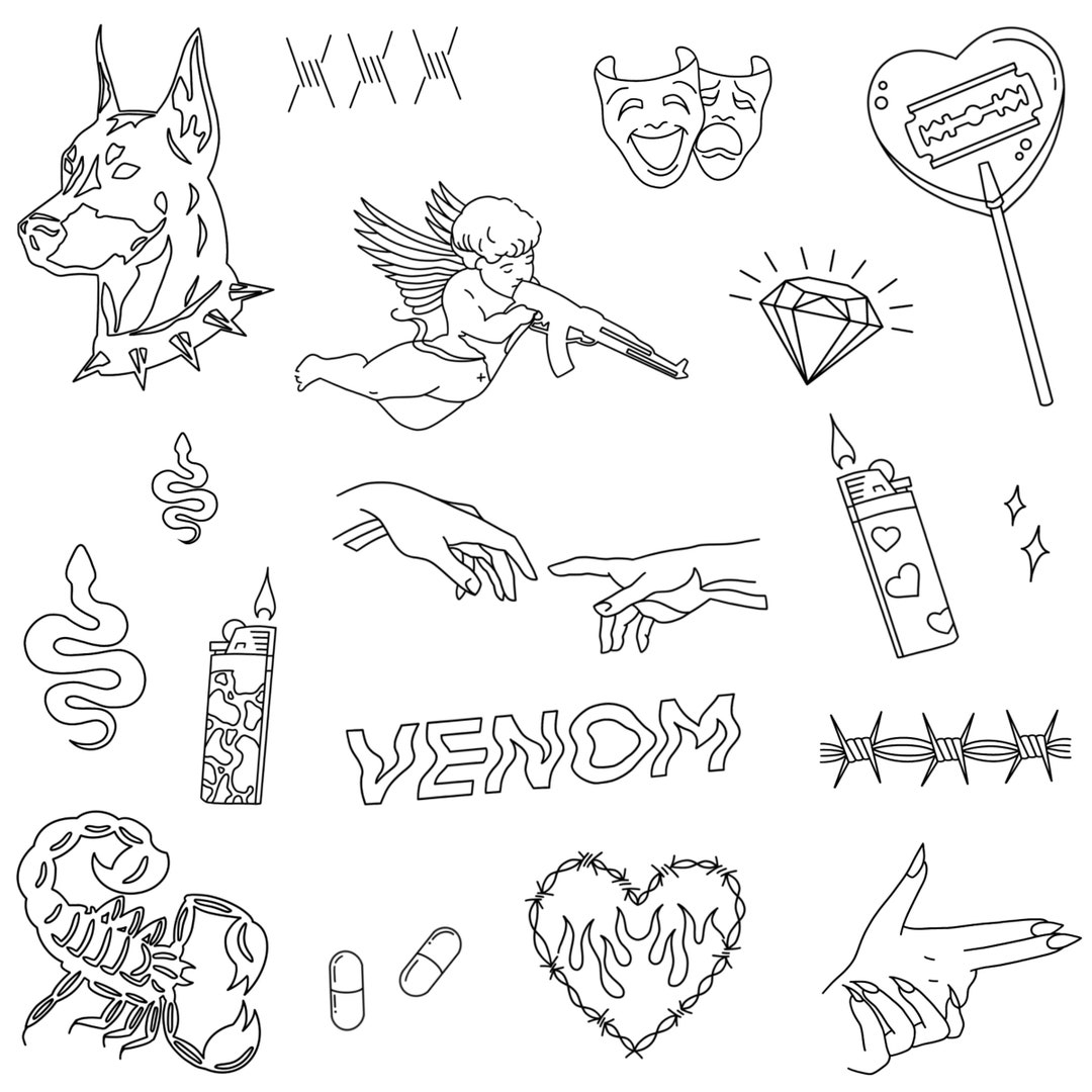 Stencils Venom Tattoo Designs, Ready-to-use, Easy-to-apply, Y2K ...