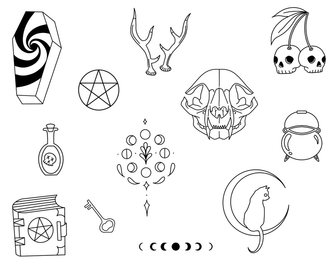 Stencils Witch Tattoo Designs, Ready-to-use, Easy-to-apply, Magical ...