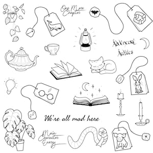Stencils Book Lover Tattoo Designs Ready-to-use, Easy-to-apply, Reading ...
