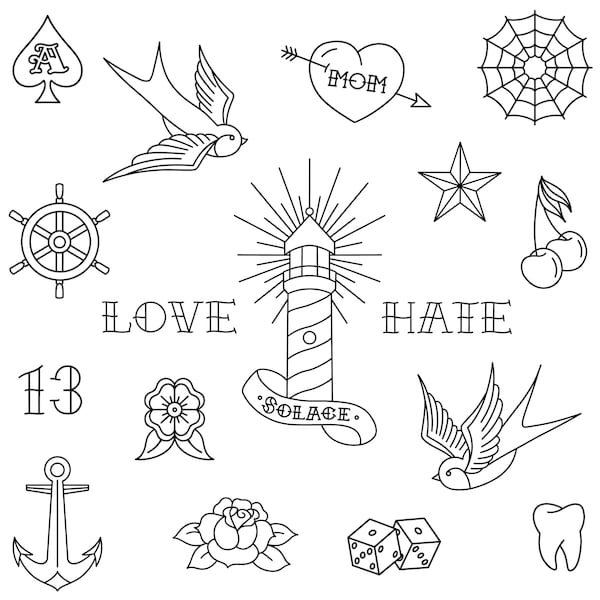 Mens Tattoo Stencils Etsy