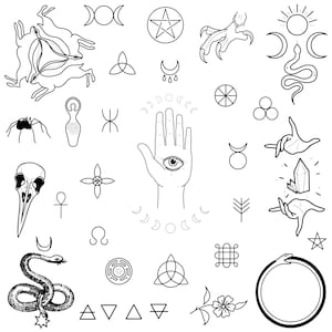 Stencils Pagan Tattoo Designs, Ready-to-use, Easy-to-apply, Magical ...