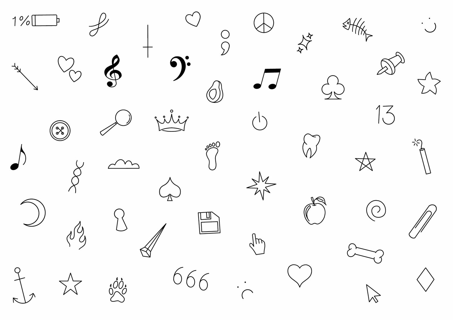 50 Tiny Tattoos Ready-to-use Tattoo Stencils Handpoke - Etsy