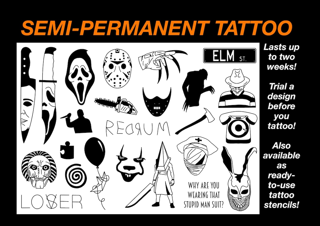 Horror Inspired Temporary Tattoo, Long Lasting Tattoo, Easy-to-apply ...