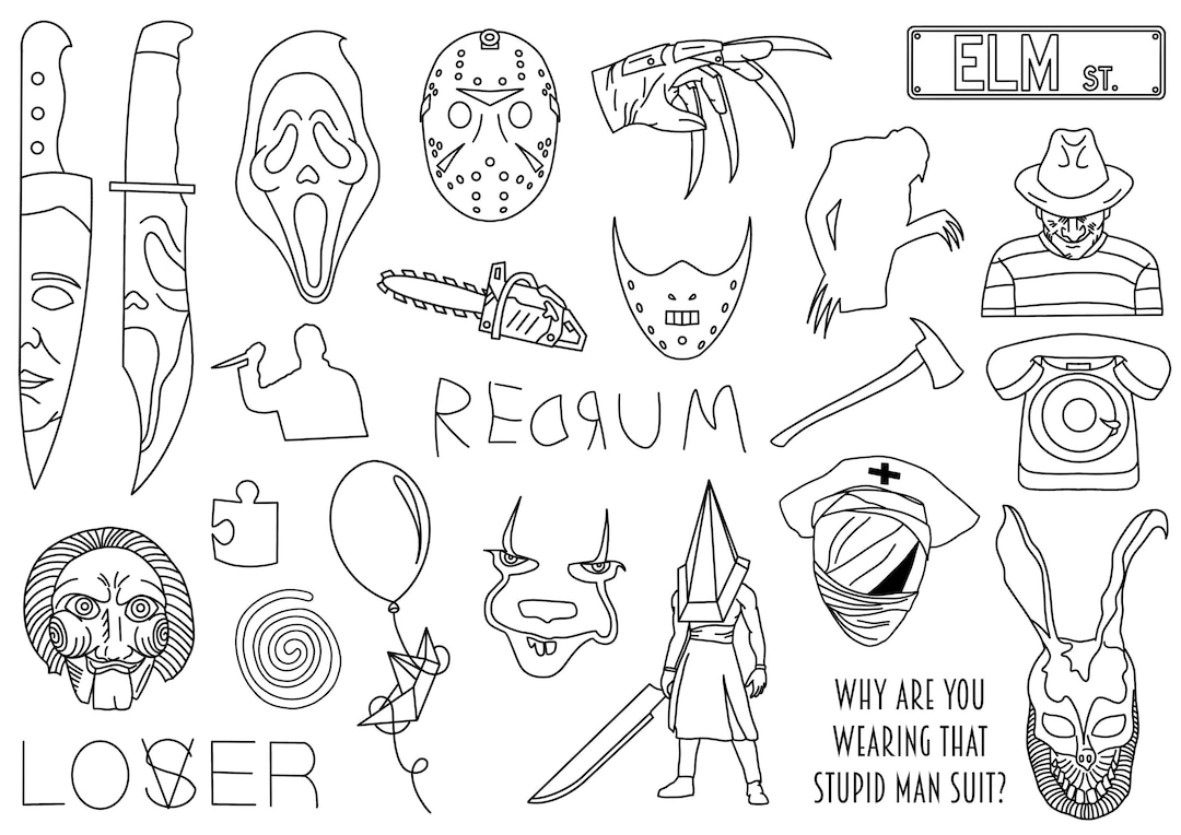 Stencils Horror Tattoo Designs Ready-to-use Easy-to-apply - Etsy