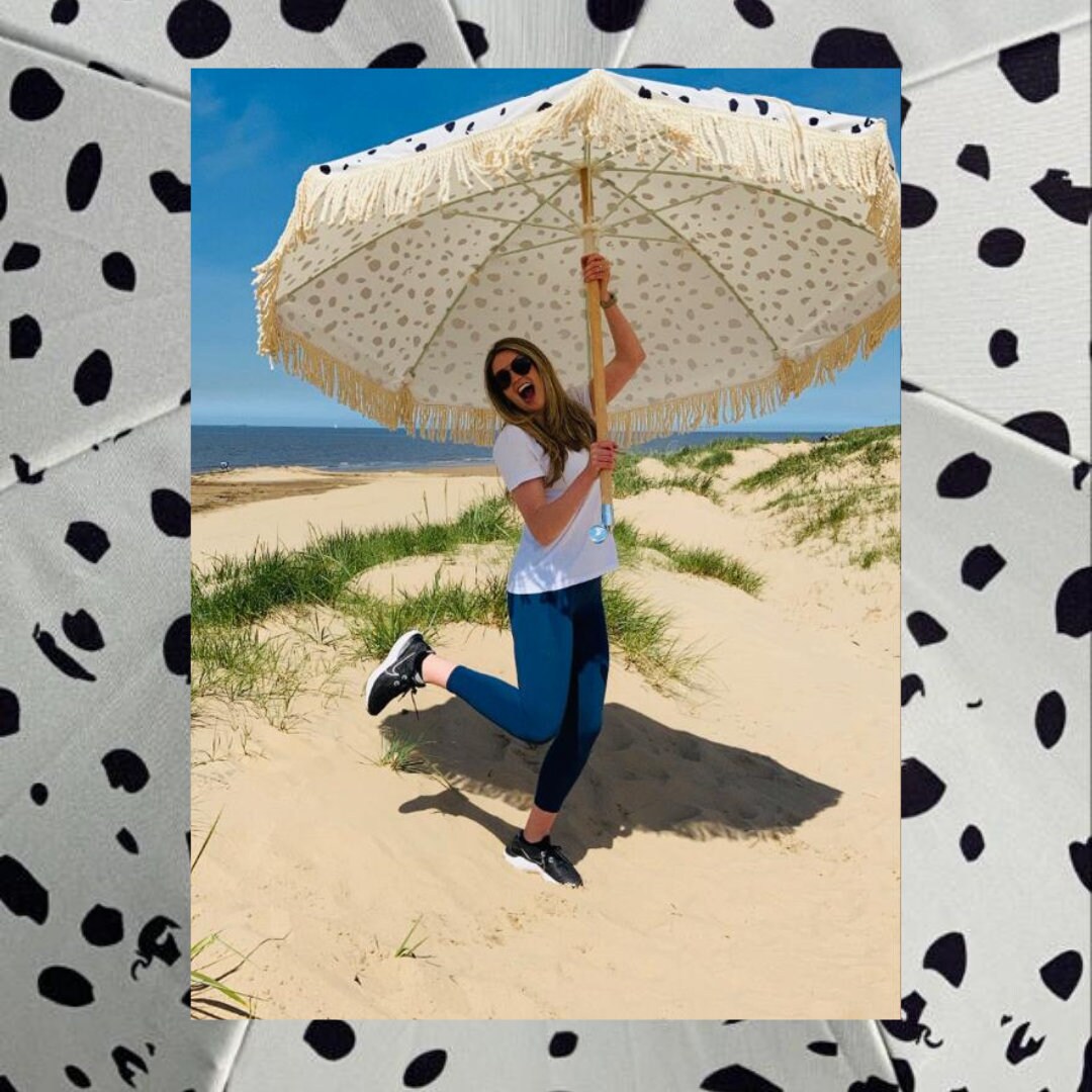 Boho Sonnenschirm Regenschirm: Dalmatiner Mono Schwarz-Weiß-Druck Sun ...