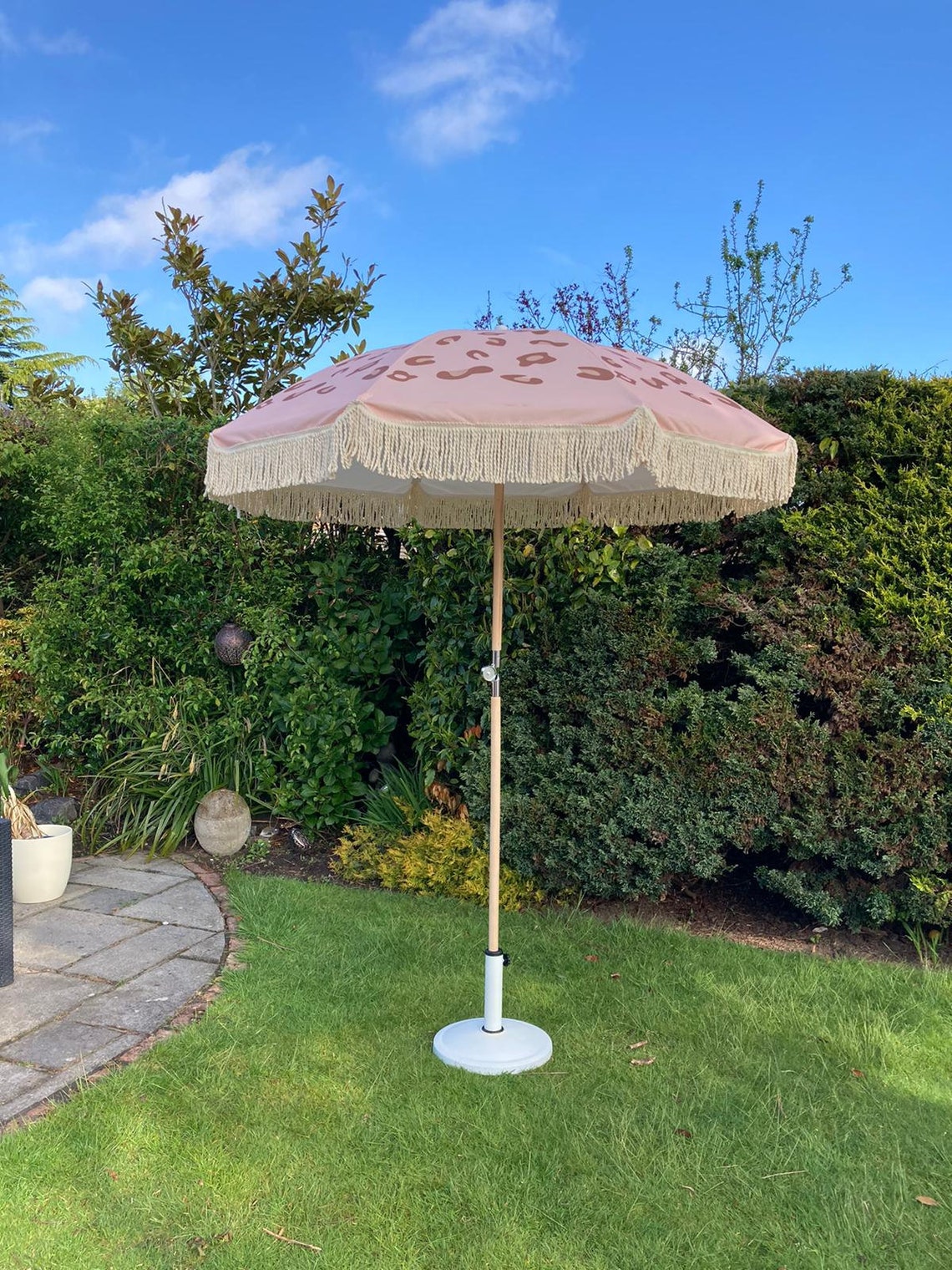 Boho Parasol Umbrella : Wonky Leopard Animal Print Sun Garden Parasol ...