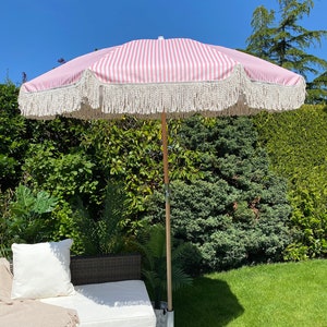 Boho Parasol Umbrella : Pink and White Stripe Sun Garden Parasol - Etsy