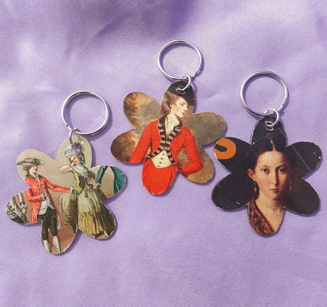 Historical Portrait Ephemera Acrylic Flower Keychain, Historical ...
