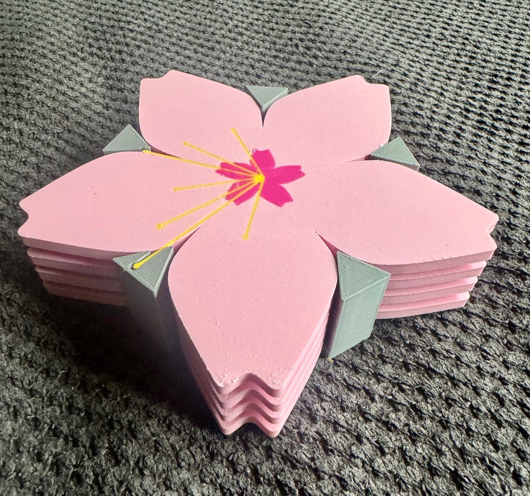 3D Printed Cherry Blossom Decorative Coasters and Holder - Etsy