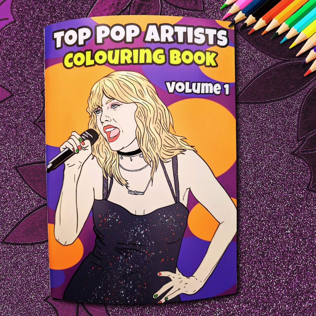Top Pop Music Artists Colouring Book, Adult Colouring Book, Activity ...