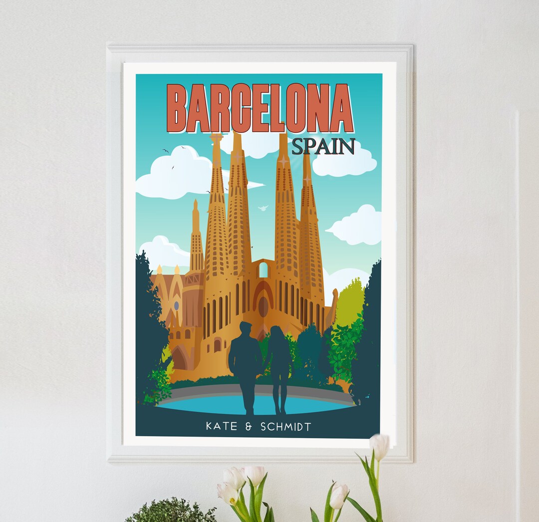 Personalised Barcelona Poster, Barcelona Print, Barcelona Travel Poster ...
