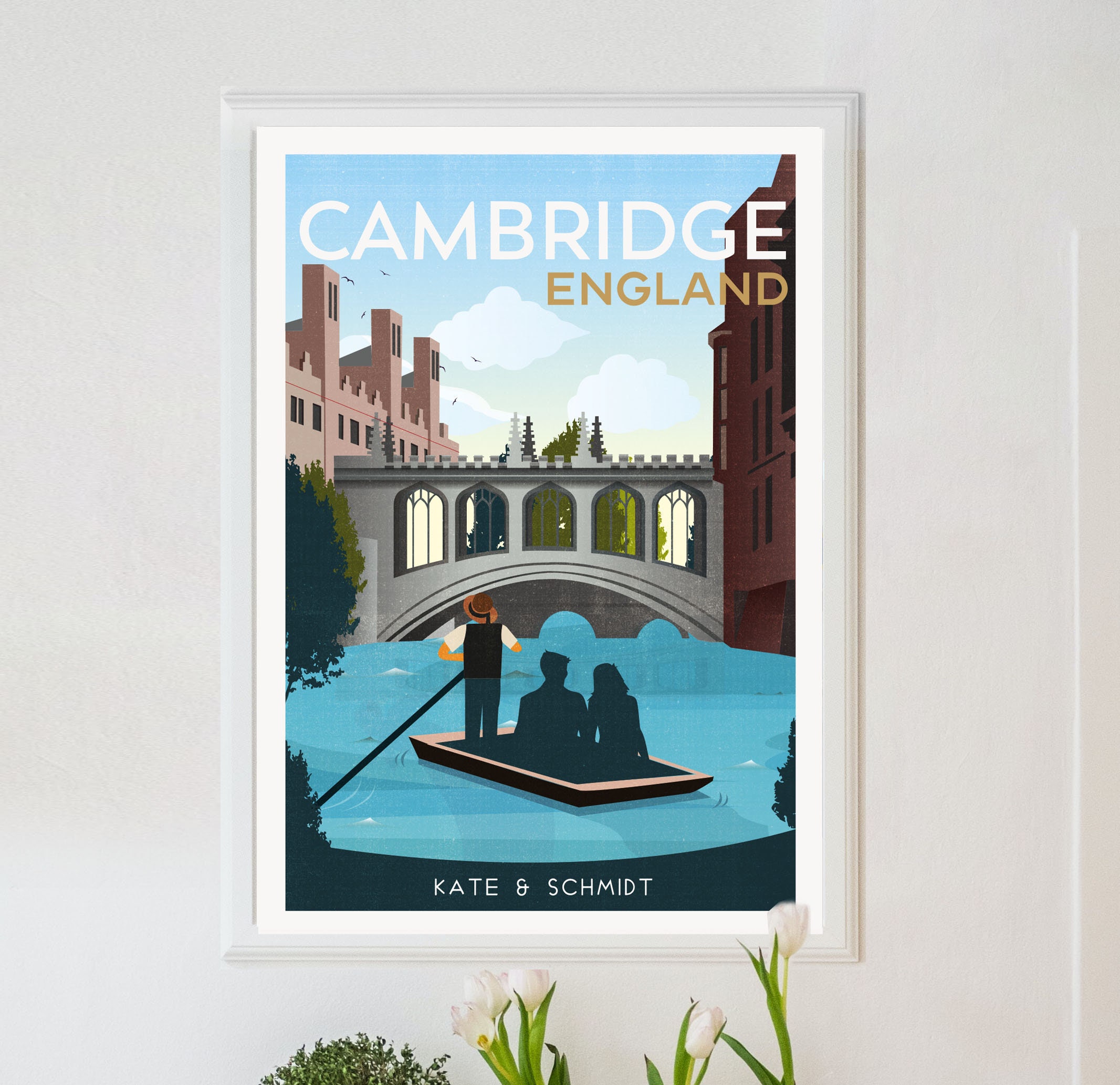 Personalised Cambridge Poster, Cambridge Print, Cambridge Travel Poster ...