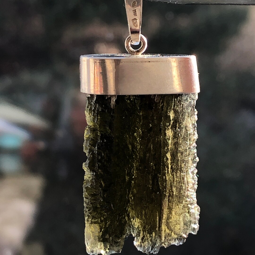GIANT TOP Moldavite in Silver Pendant, 62,5ct Best Green Raw Moldavite ...