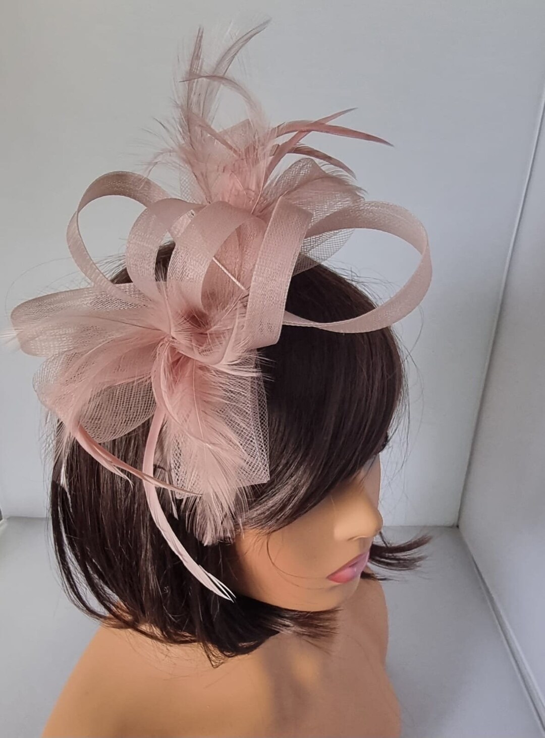 Light Pink ,blush Pink Fascinator With Flower Headband and Clip Wedding ...