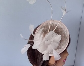 New Pale Pink ,light Pink Colour Fascinator Hatinator With Band & Clip ...