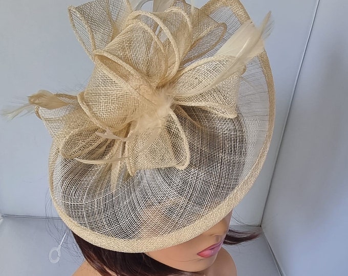 Beige Colour Fascinator With Flower and Headband Wedding Hat,royal ...