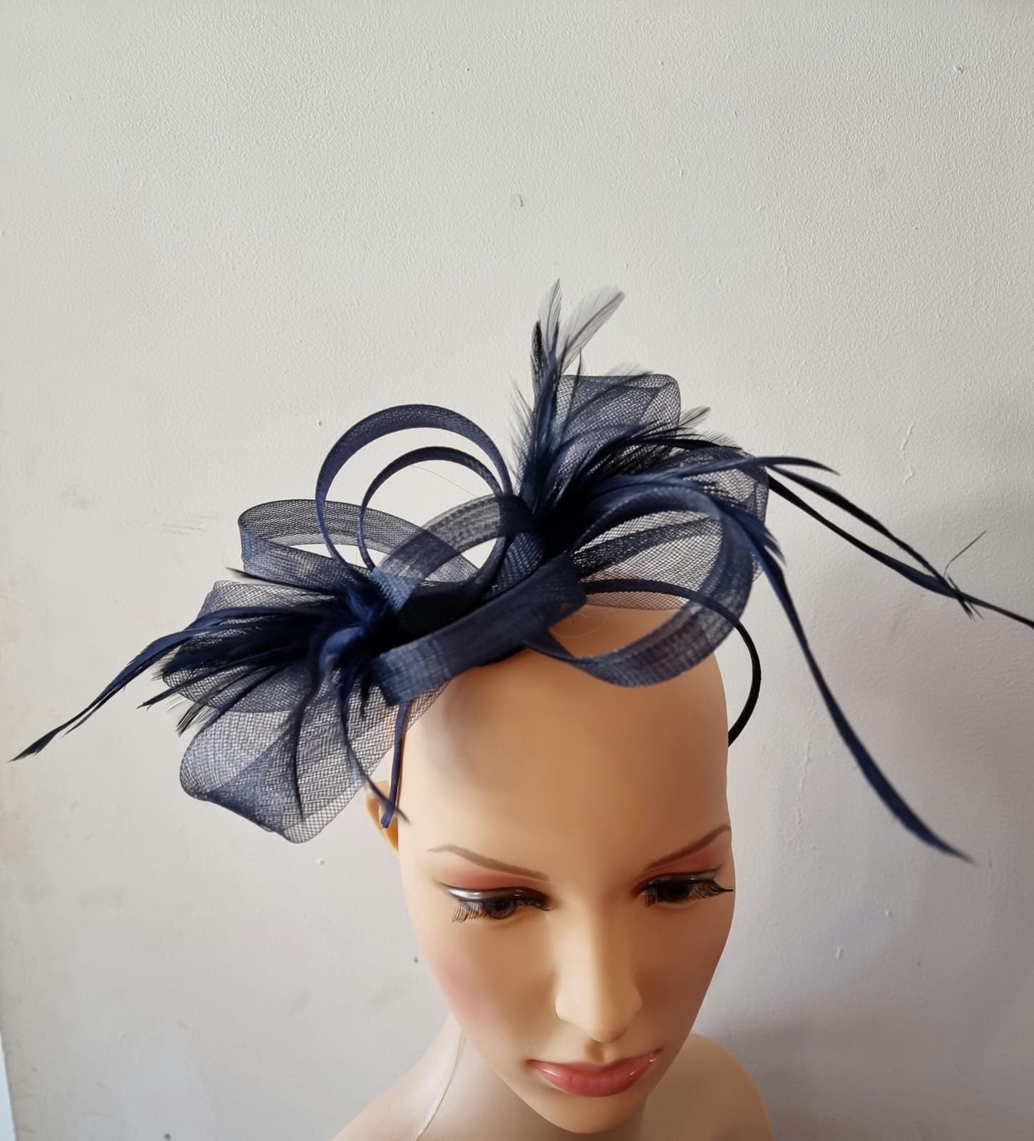 Navy Blue Fascinator With Flower Headband and Clip Wedding - Etsy UK