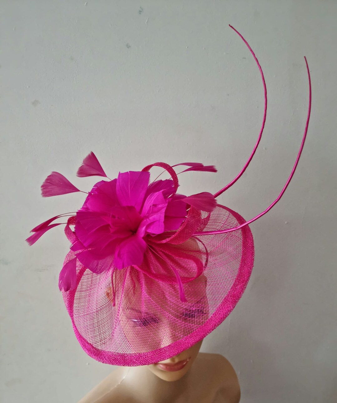 Hot Pink Colour Fascinator With Flower and Veil Headband and Clip ...