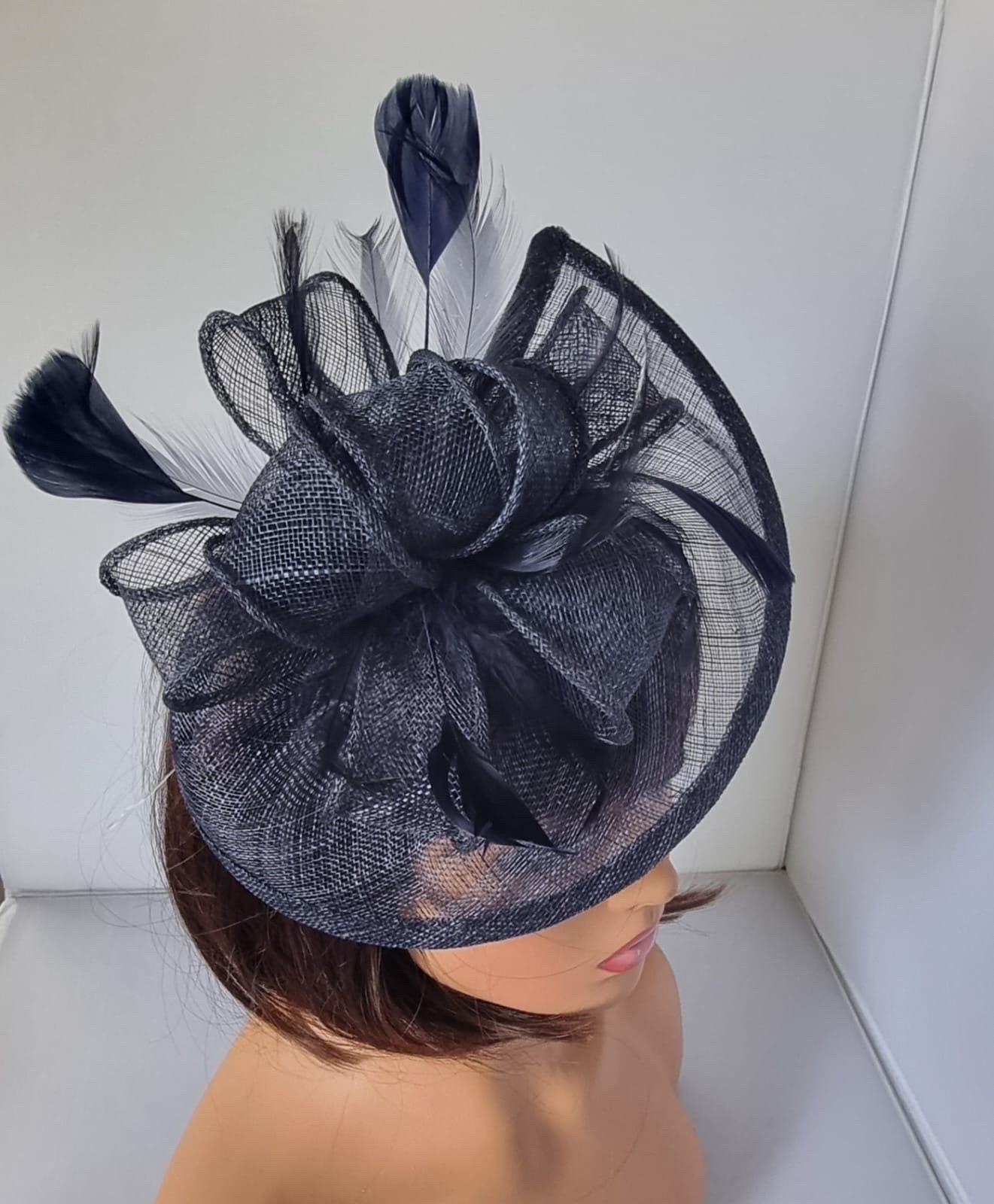 Navy Blue Color Fascinator With Flower Headband and Clip Wedding Hat ...