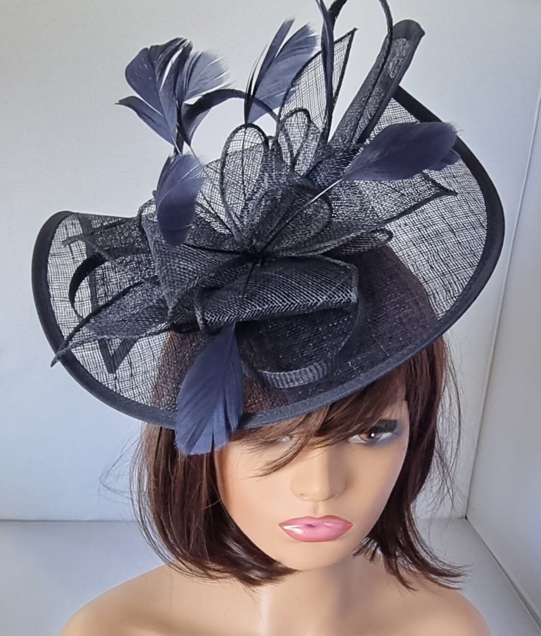 Navy Blue Fascinator With Flower Headband and Clip Wedding Hat,royal ...