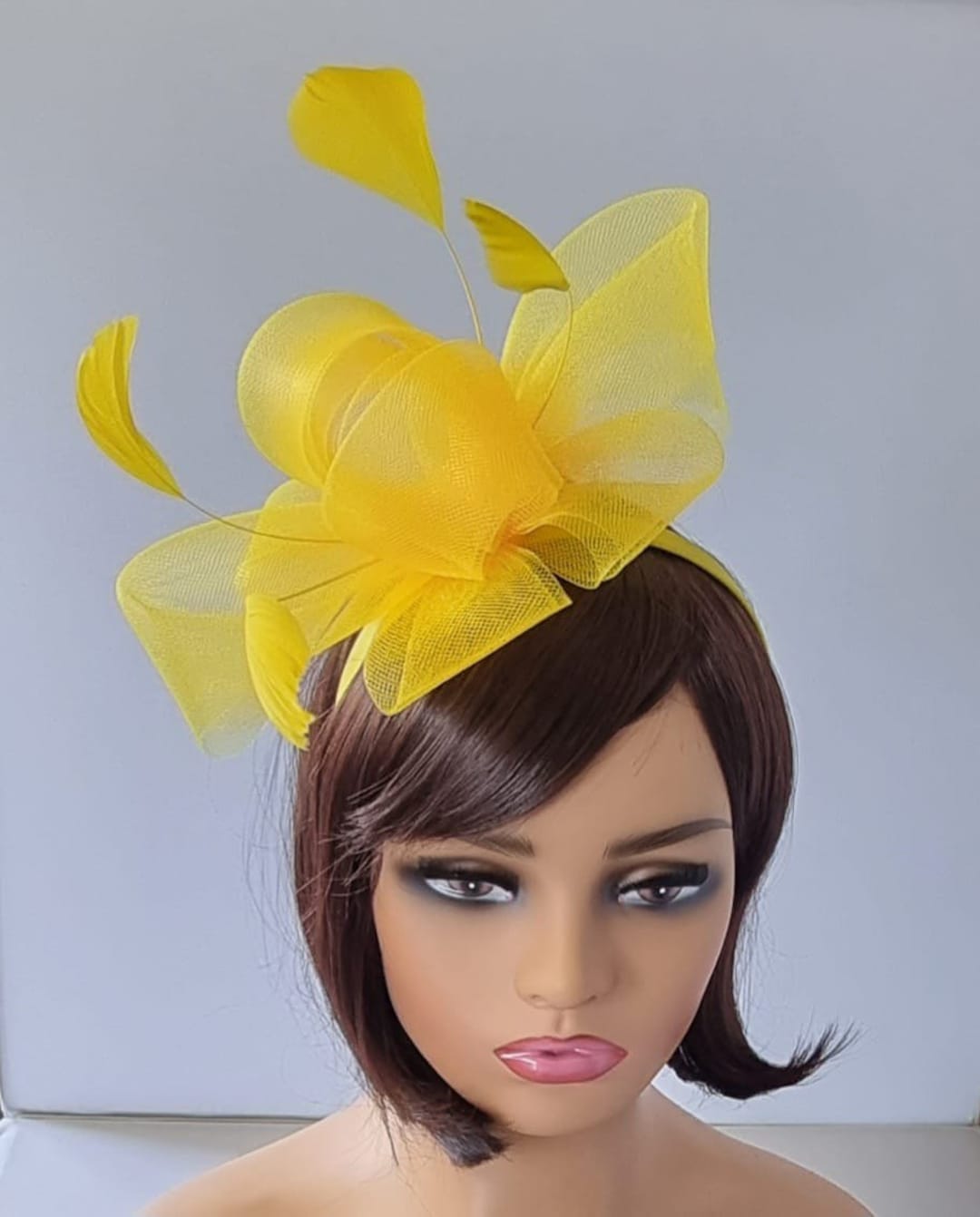 Yellow Colour Fascinator With Flower Headband and Clip Wedding Hat ...