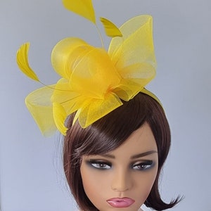 Yellow Colour Fascinator With Flower Headband and Clip Wedding Hat ...