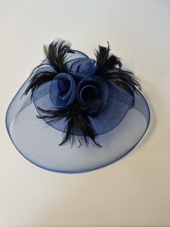 Navy Blue Colour Fascinator With Flower and Comb Wedding - Etsy