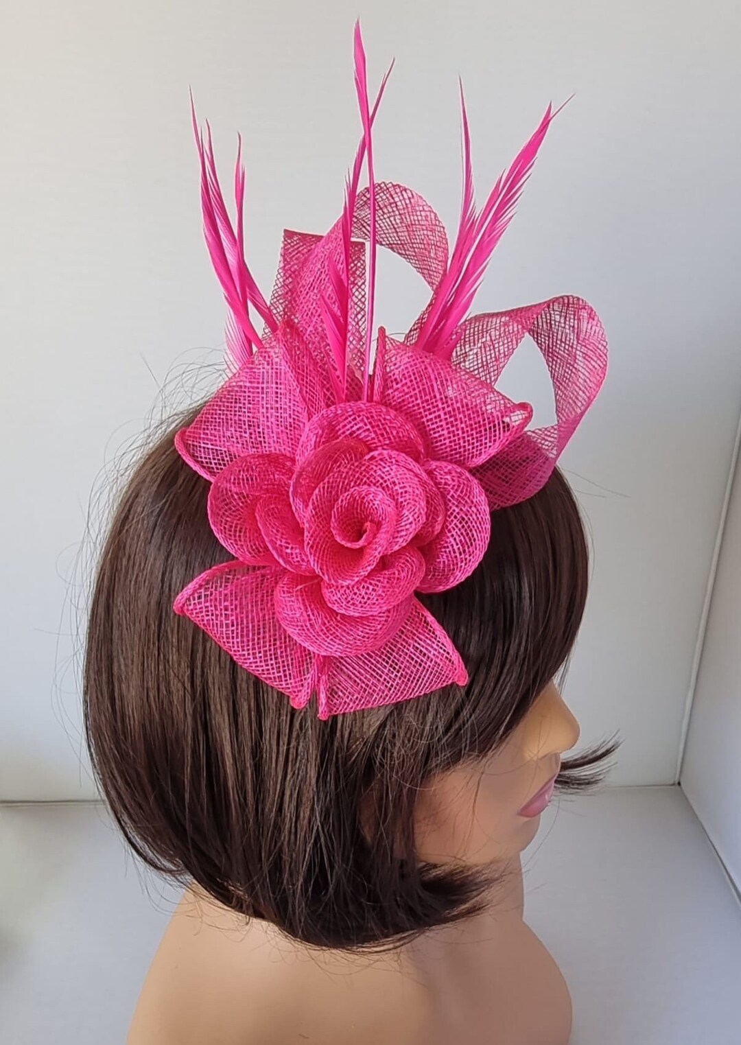 Hot Pink Fascinator With Flower Headband and Clip Wedding - Etsy