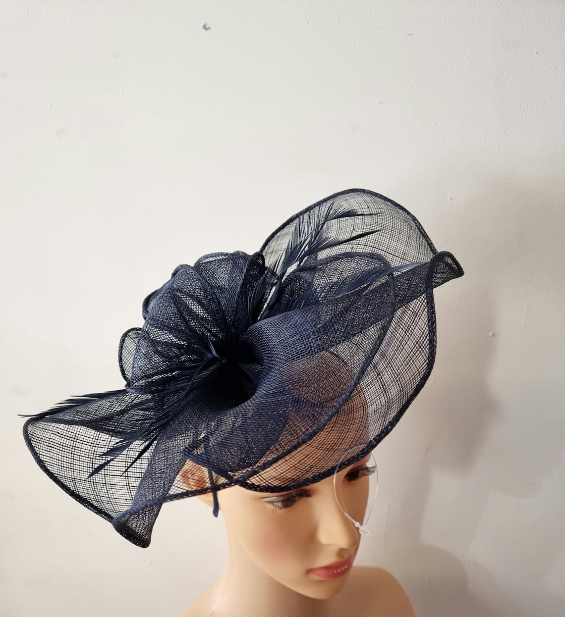 Navy Blue Fascinator With Flower Headband and Clip Wedding | Etsy