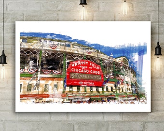 Wrigley Field Stadium Poster Chicago Cubs Canvas Print | Etsy