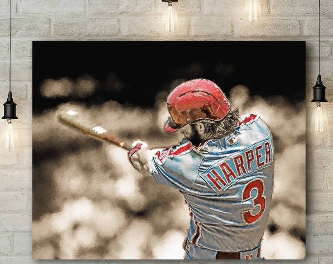 Bryce Harper Canvas Print Philadelphia Phillies Wall Art - Etsy
