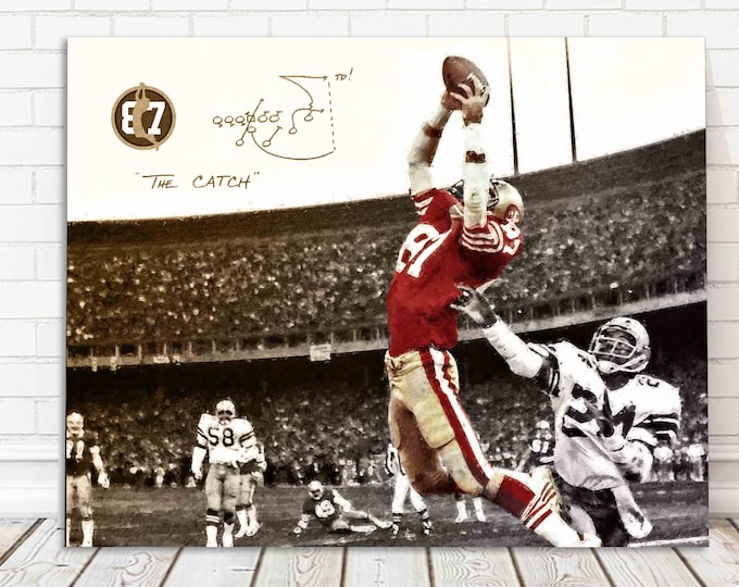 Huge 44x30apx Joe Montana Vinyl Banner POSTER Dwight Clark ART San ...