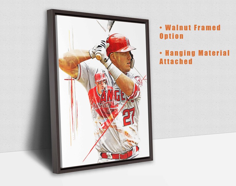 Mike Trout Poster Los Angeles Angels Canvas Print Wall - Etsy