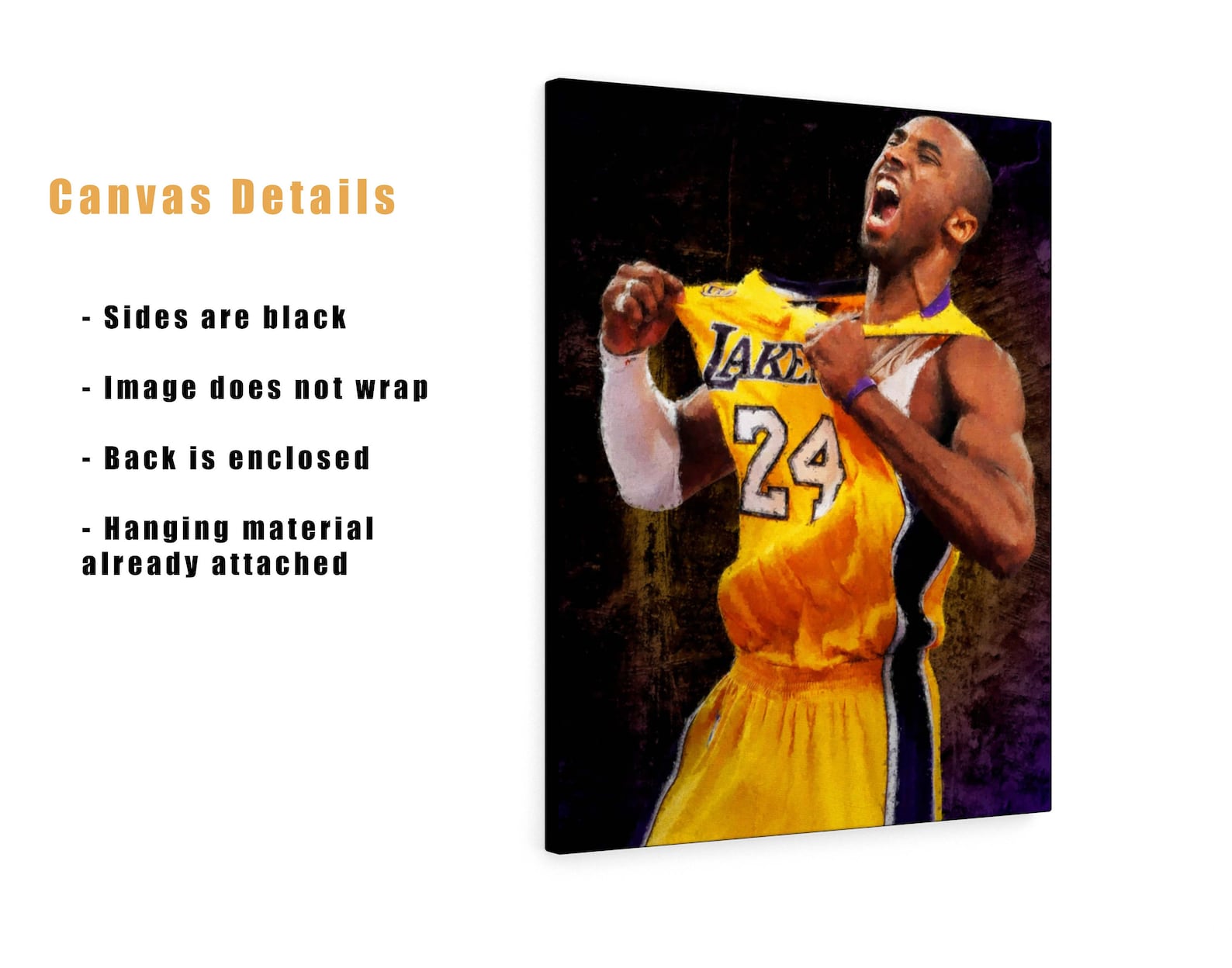 Kobe Bryant Scream Canvas Print Los Angeles Lakers Wall - Etsy
