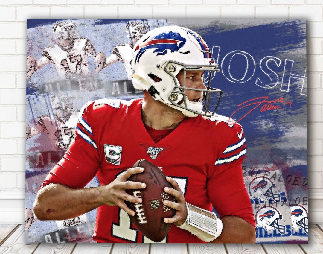 Josh Allen Canvas Print Buffalo Bills Wall Art, Sports Art Print, Kids ...
