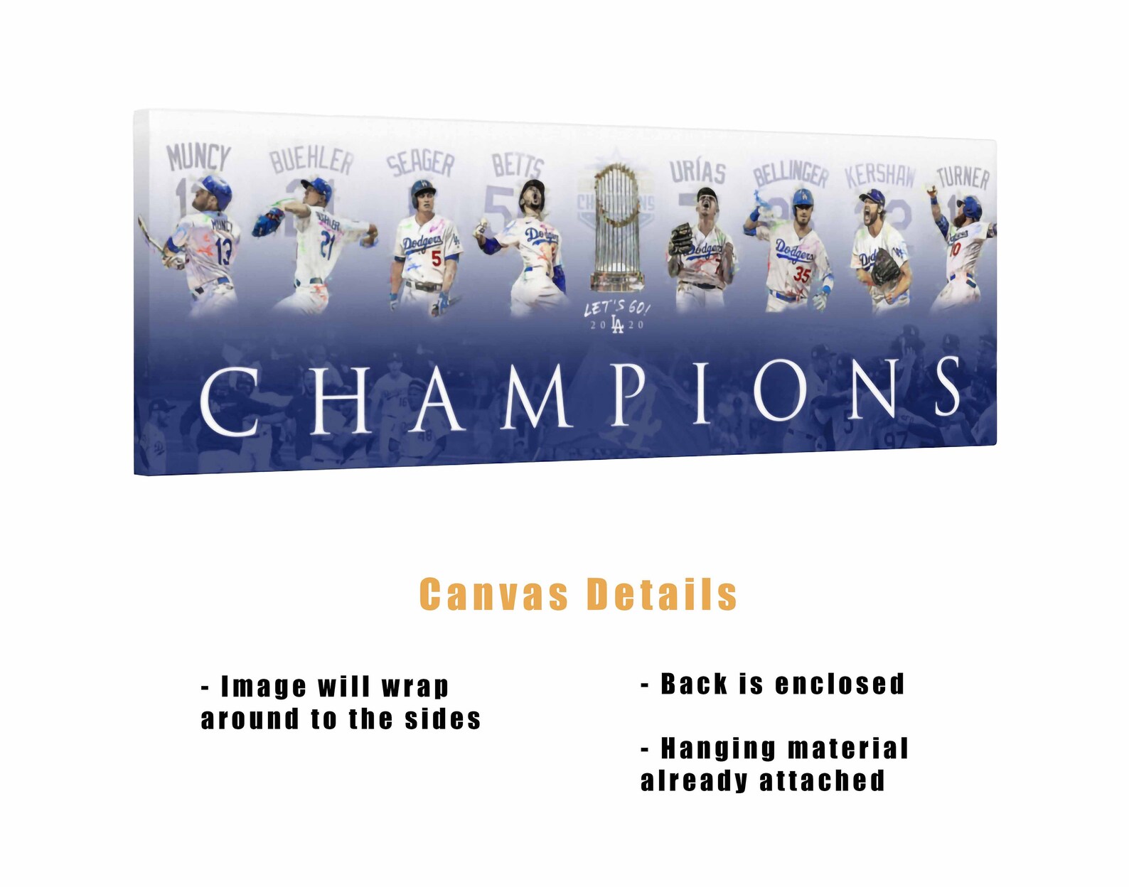 Los Angeles Dodgers World Series Champs Canvas Print Wall | Etsy