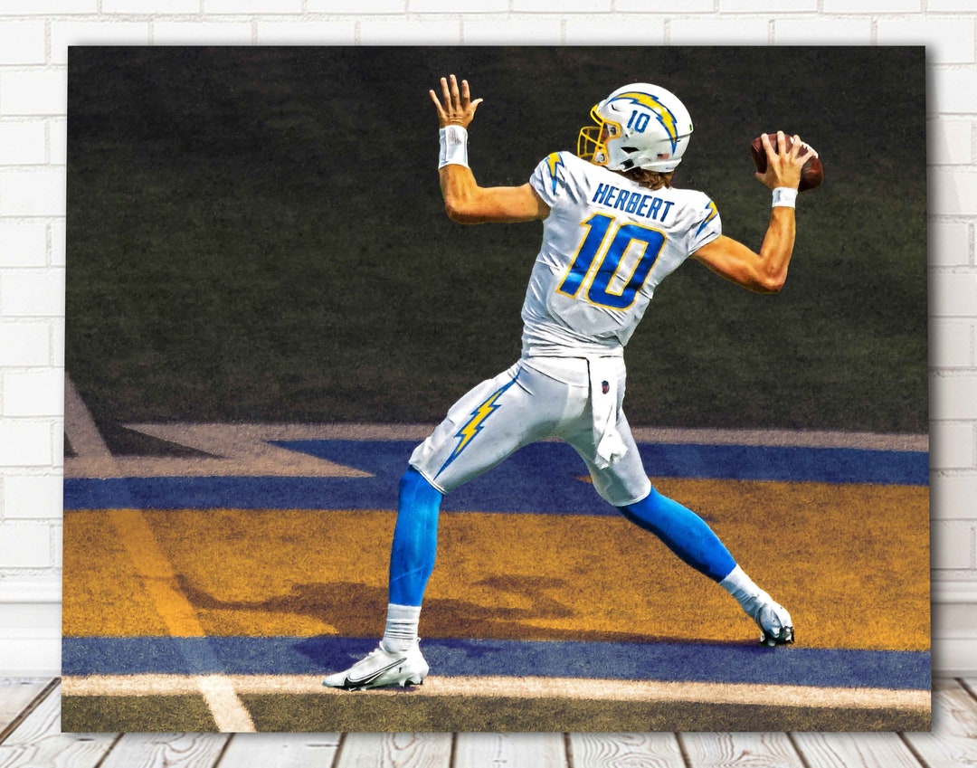 Justin Herbert Canvas Print - Los Angeles Chargers - Wall Art, Sports ...