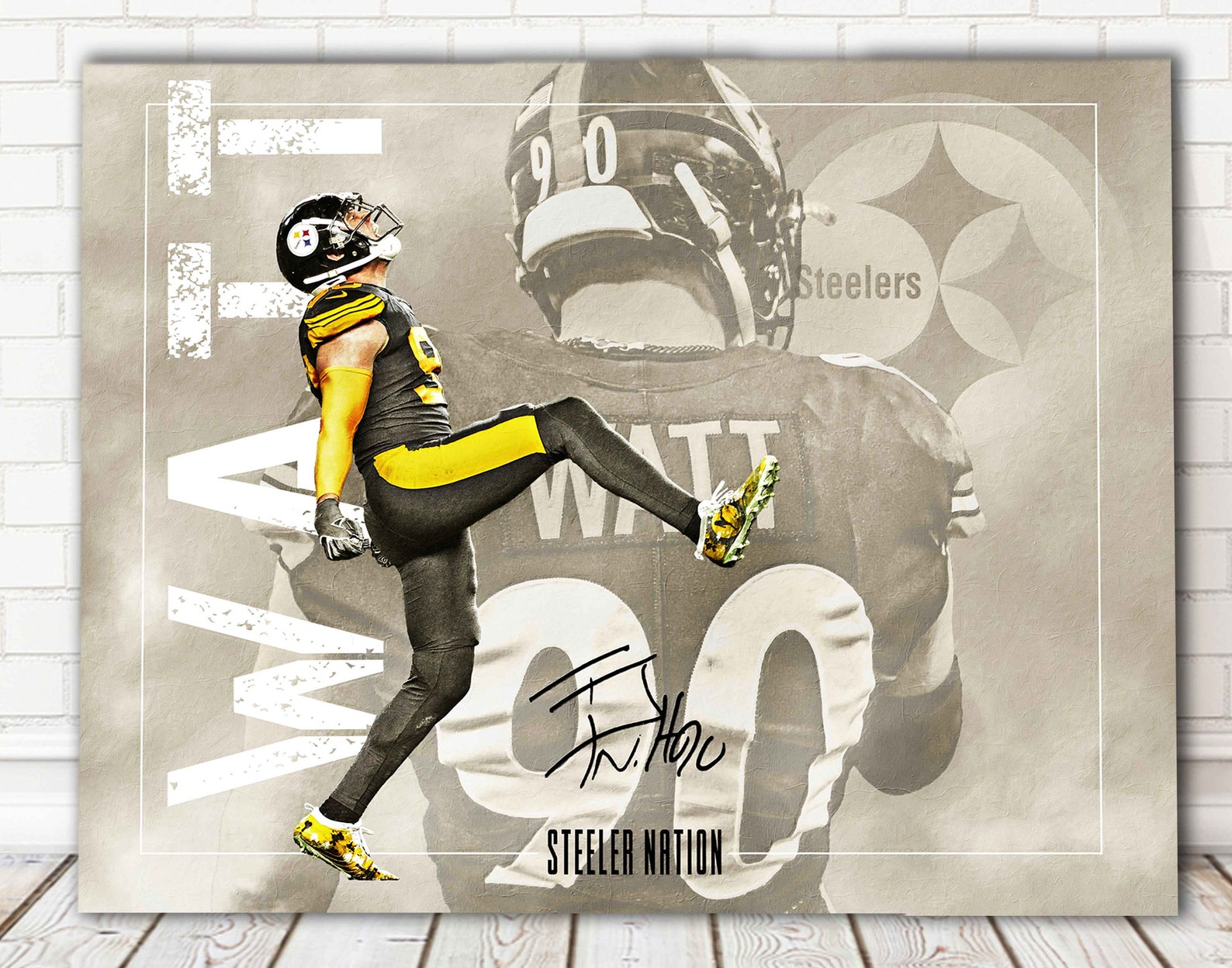 TJ Watt Canvas Print Pittsburgh Wall Art Sports Art | Etsy