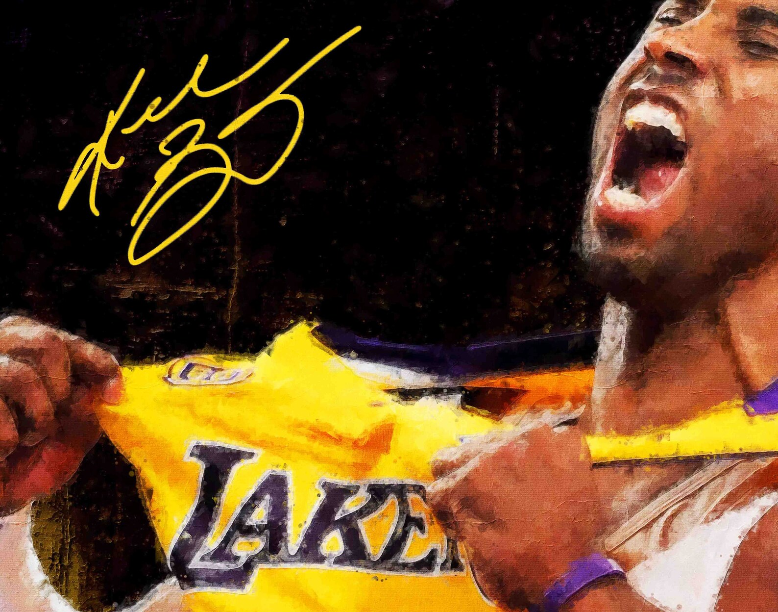 Kobe Bryant Scream Canvas Print Los Angeles Lakers Wall - Etsy