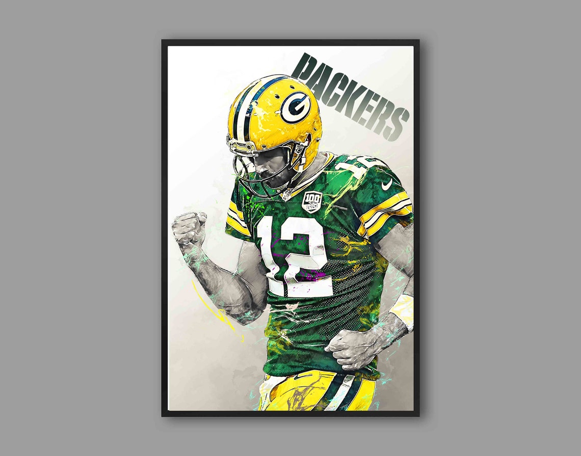 Aaron Rodgers Poster Green Bay Packers Canvas Print Wall | Etsy