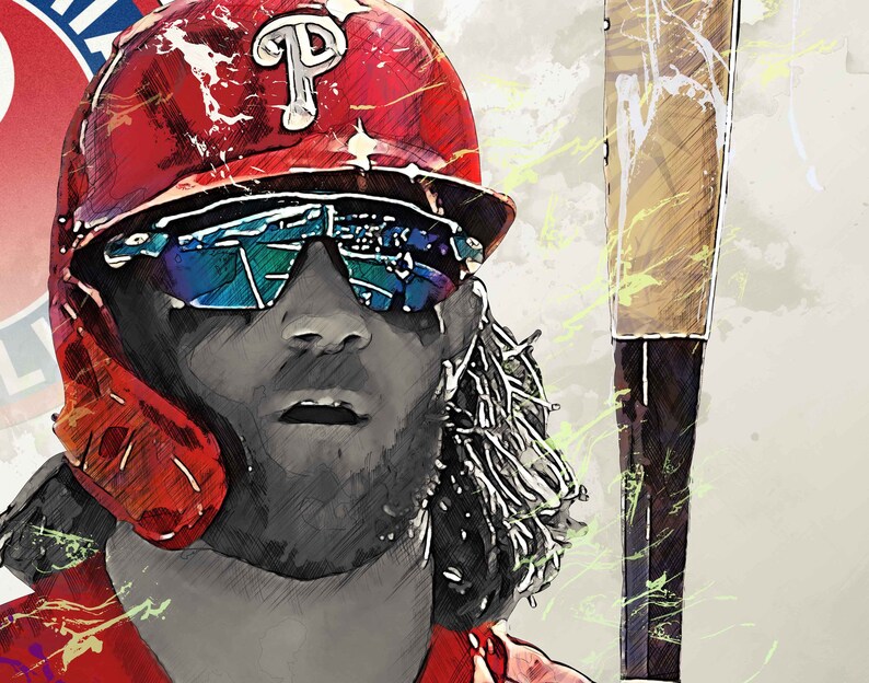 Bryce Harper Poster Philadelphia Phillies Canvas Print | Etsy